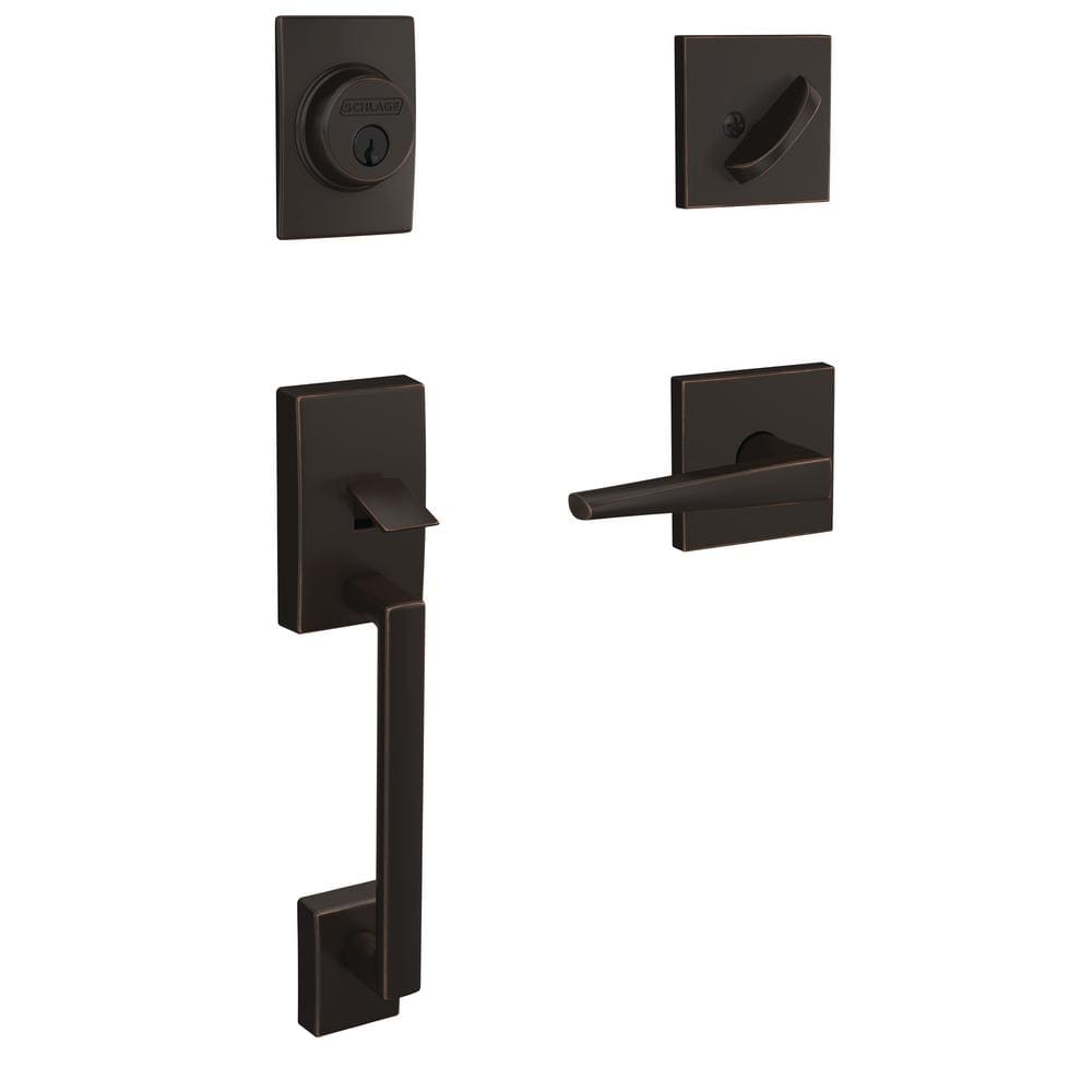 Schlage Custom Century Aged Bronze Single Cylinder Door Handleset with ...