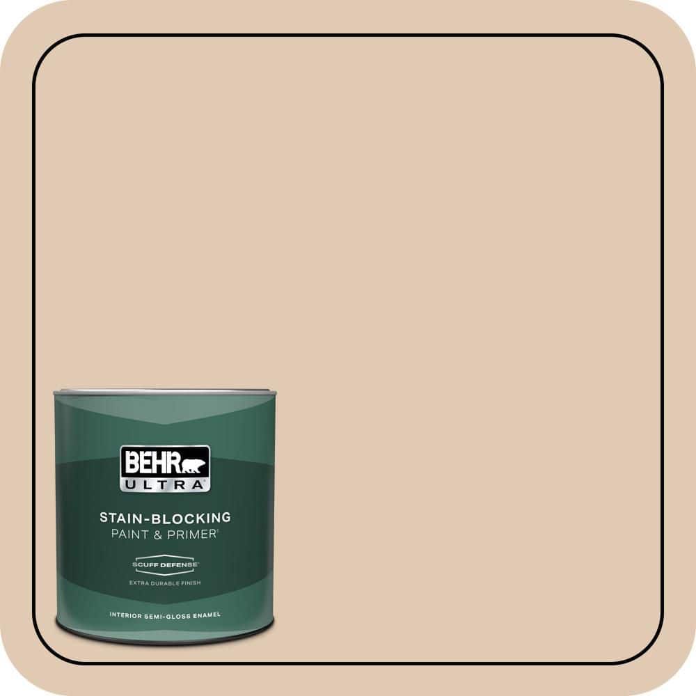 BEHR ULTRA 1 qt. #290E-2 Oat Cake Extra Durable Semi-Gloss Enamel ...