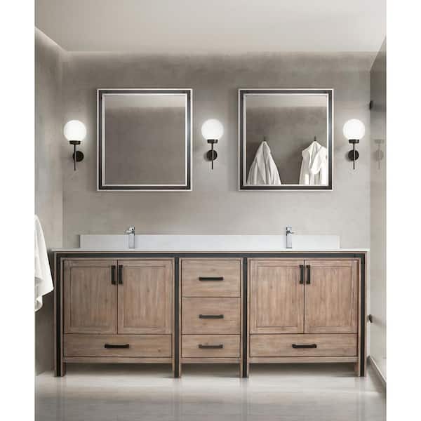 Lexora Ziva 84 in W x 22 in D Rustic Barnwood Double Bath Vanity ...