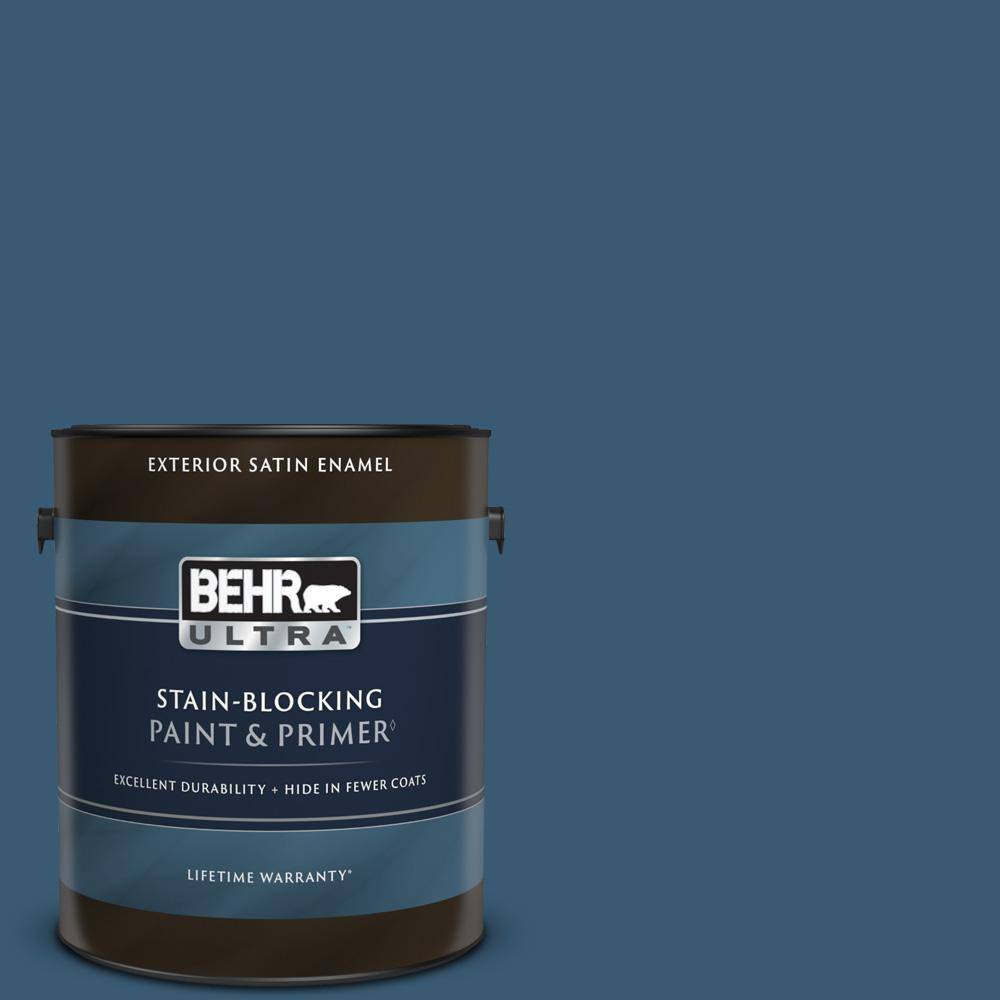 BEHR ULTRA 1 gal. #M500-6 Express Blue Satin Enamel Exterior Paint ...