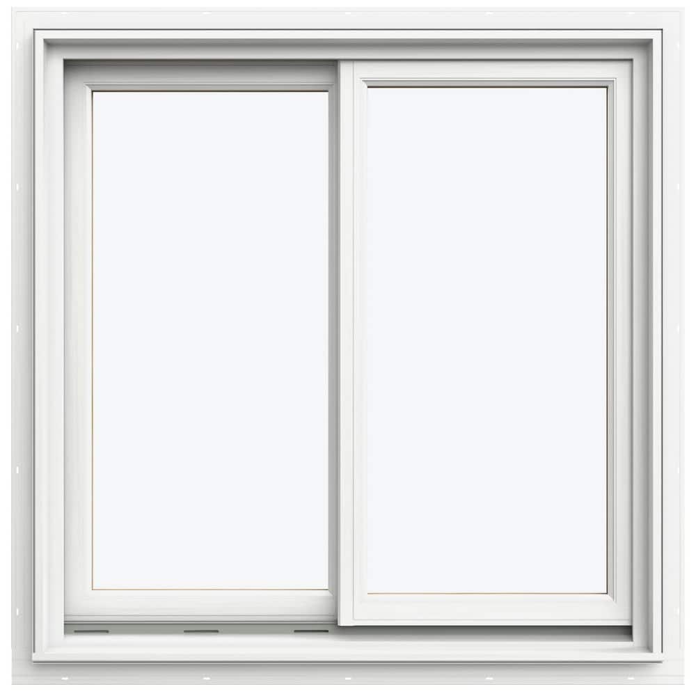 JELD-WEN 35.3125 in. x 35.5625 in. W-5500 Left-Hand Sliding Wood Clad ...