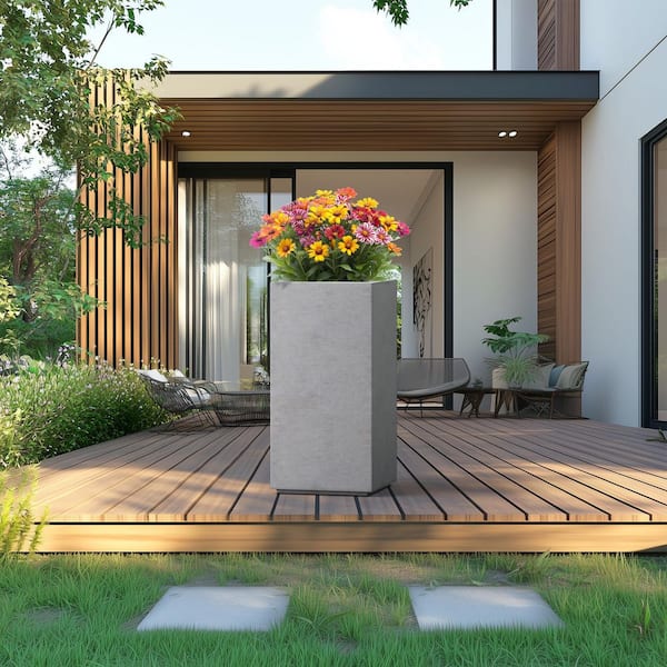 Sapcrete 27 in. Large Granite Gray Concrete Rectangular Planter / Pot ...