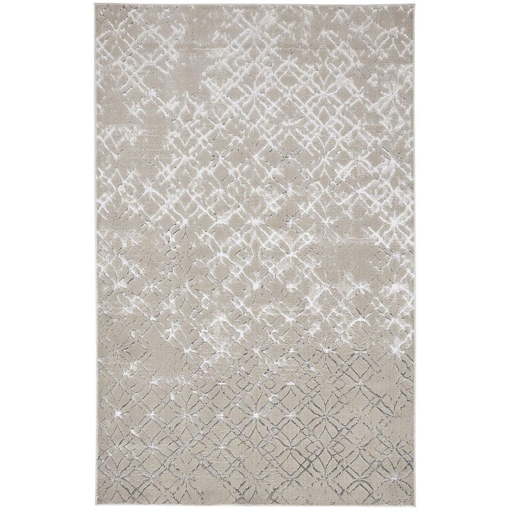 HomeRoots 4 ft. X 6 ft. Silver and Gray Abstract Area Rug 2000511494 ...