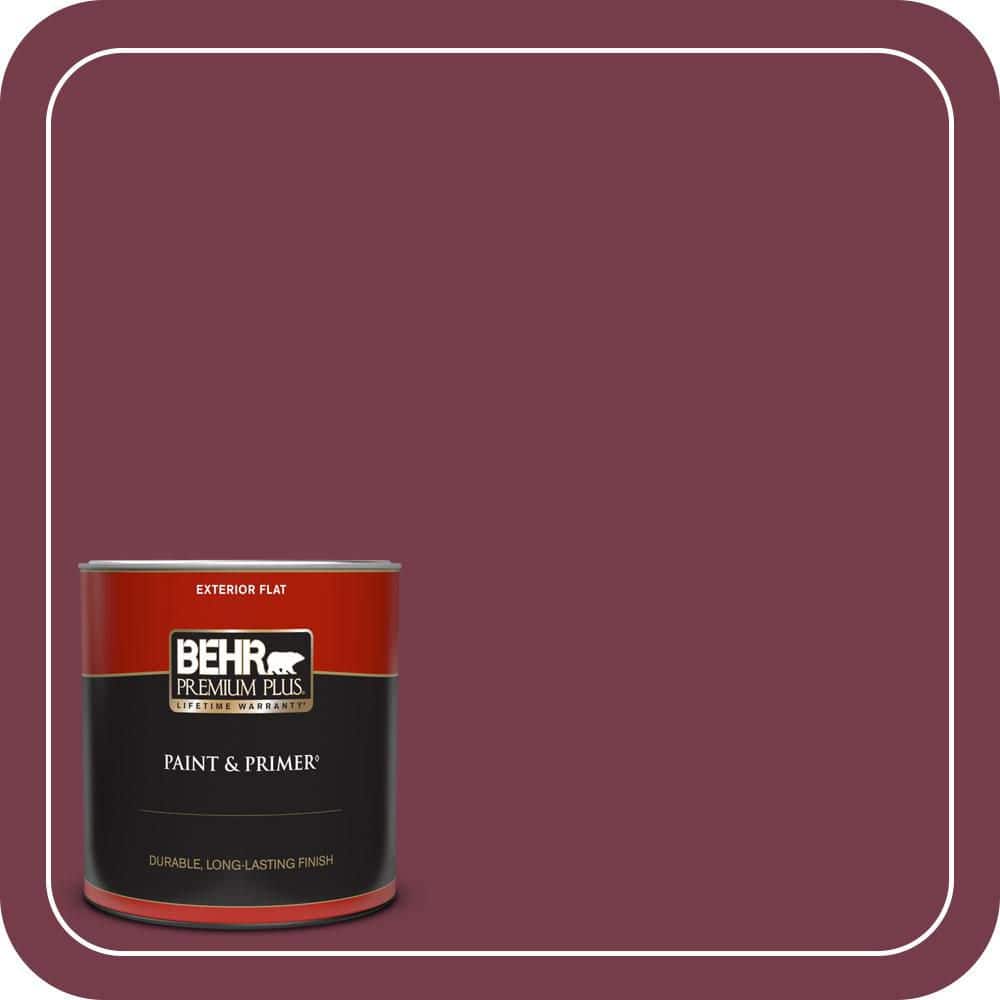 BEHR PREMIUM PLUS 1 qt. #ICC-110 Vintage Merlot Flat Exterior Paint ...