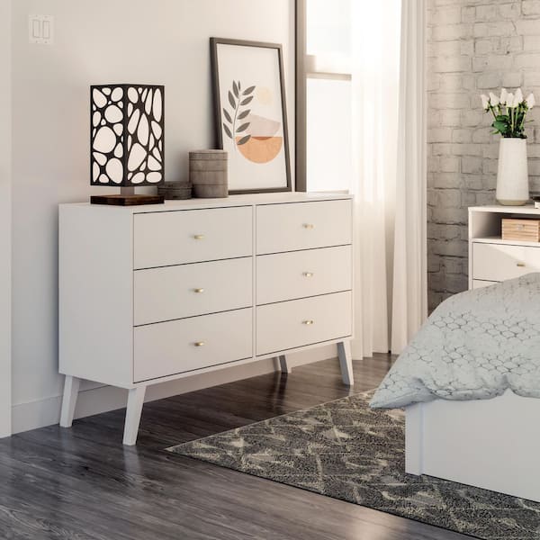 Prepac milo mid century modern 6 drawer double dresser store