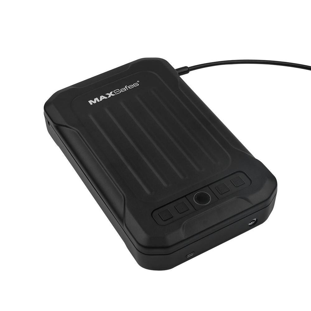 MAXSafes 18 Gauge Steel Portable Lock Box Safe with Digital Fingerprint Lock Access in Black TSA ...