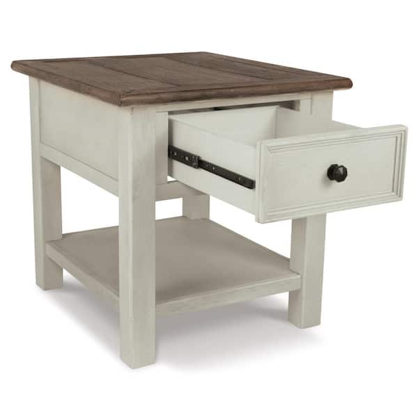 Signature DESIGN BY ASHLEY Bolanburg 24 in. White / Dark Brown ...