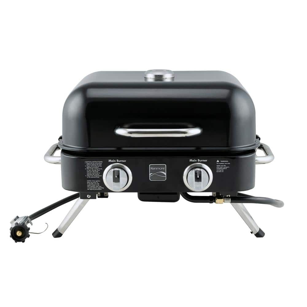 KENMORE 2-Burner Retro Portable Propane Gas Grill in Black KT-R40003-BK ...