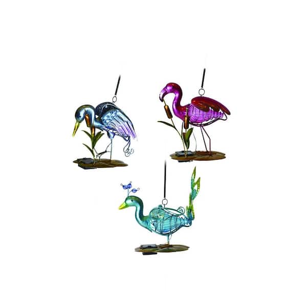 Moonrays Solar Powered Integrated LED Mini Bird Planter Outdoor ...