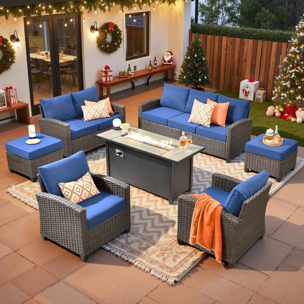 Toject Palermo Brown 7-Piece Wicker Outdoor Modular Patio Furniture ...
