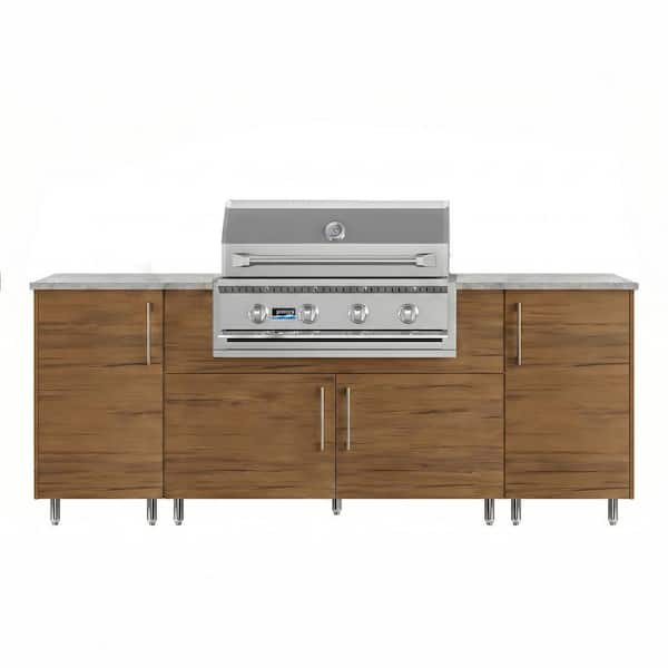 WeatherStrong Golden Sky 86.5 in. W 4-Burner Propane Grill Island in ...