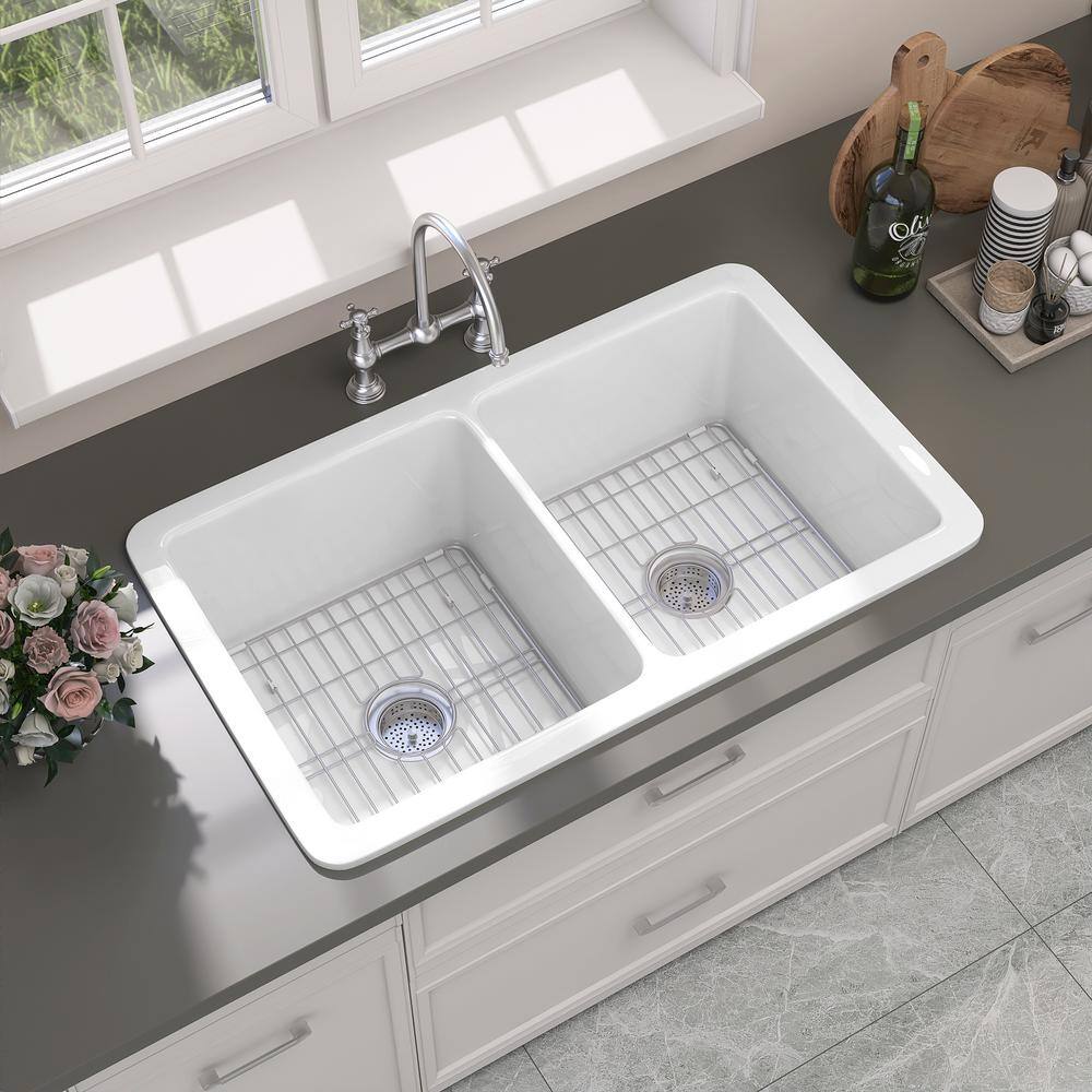 NTQ 32 in Undermount Kitchen Sink Rectangular Double Bowl Kitchen Sink ...