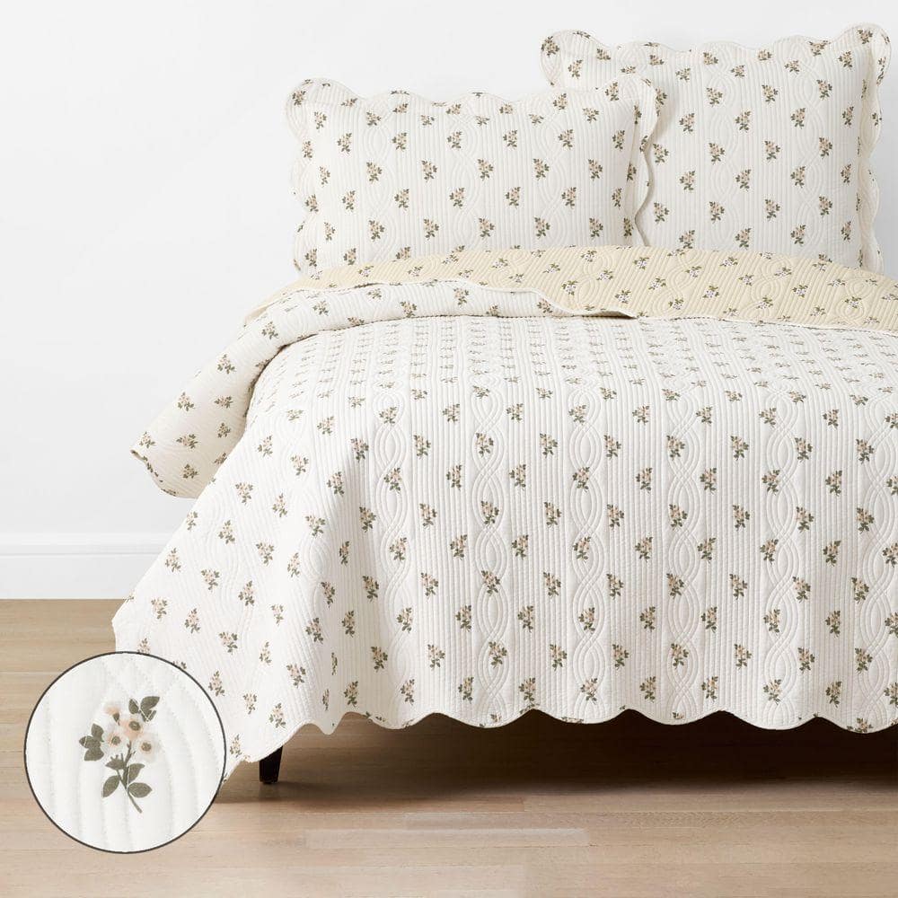 The Company Store Company Cotton Flower Delight Quilt Ivory Full/Queen ...