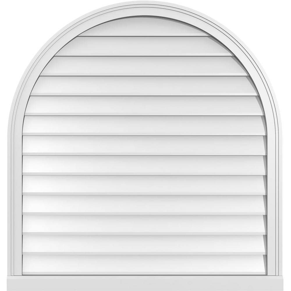 Ekena Millwork 38 in. x 40 in. Round Top Surface Mount PVC Gable Vent ...