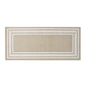 Nautica 3 ft. x 10 ft. Light Gray/White Rope Border Tufted Border ...