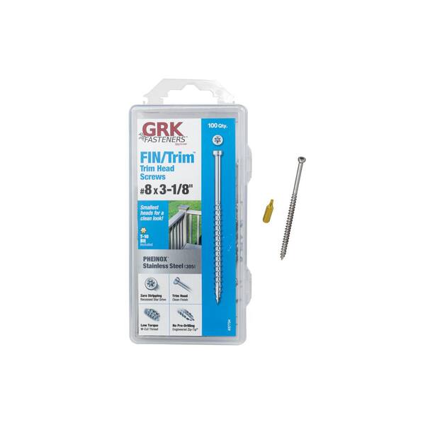 GRK Fasteners #8 x 3-1/8 in. Pheinox Stainless Steel Star Drive Trim ...