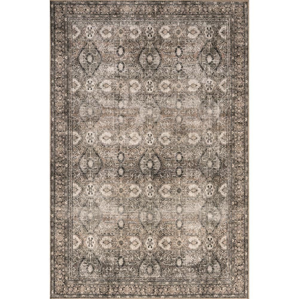 nuLOOM Hillstone Brown 6 ft. 7 in. x 9 ft. Traditional Vintage ...
