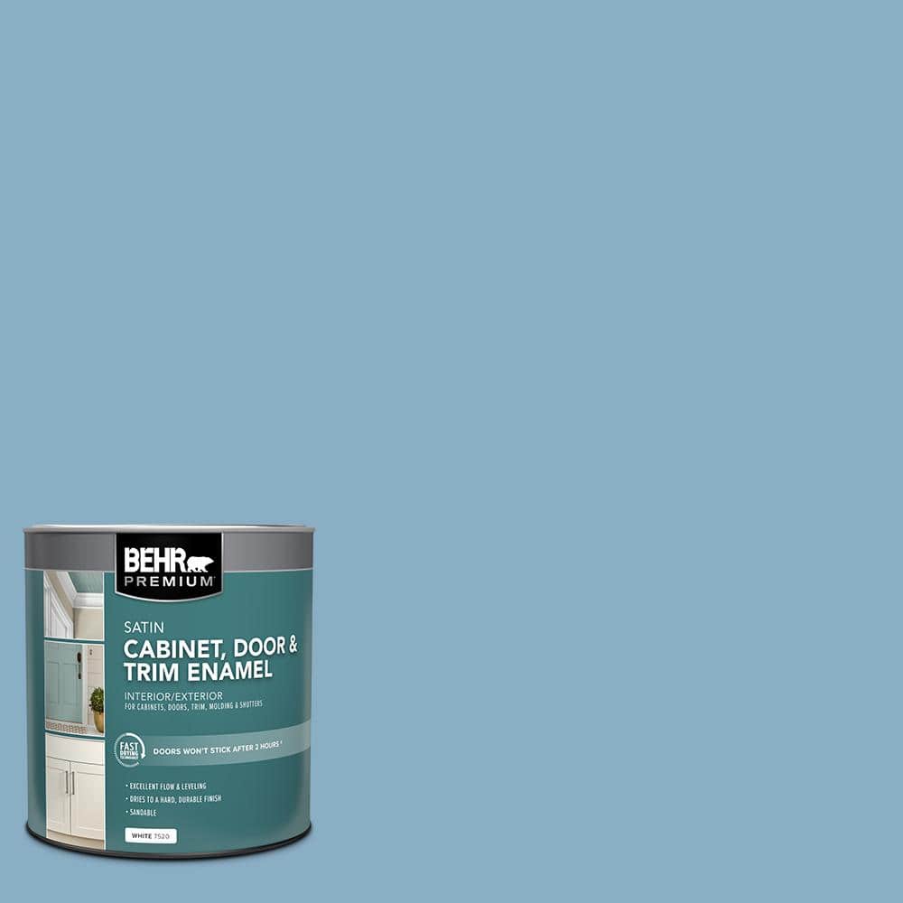 BEHR PREMIUM 1 qt. #S500-4 Chilly Blue Satin Enamel Interior/Exterior ...