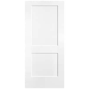 Masonite 28 in. x 80 in. 2-Panel Logan Single Bore Solid Core Primed ...