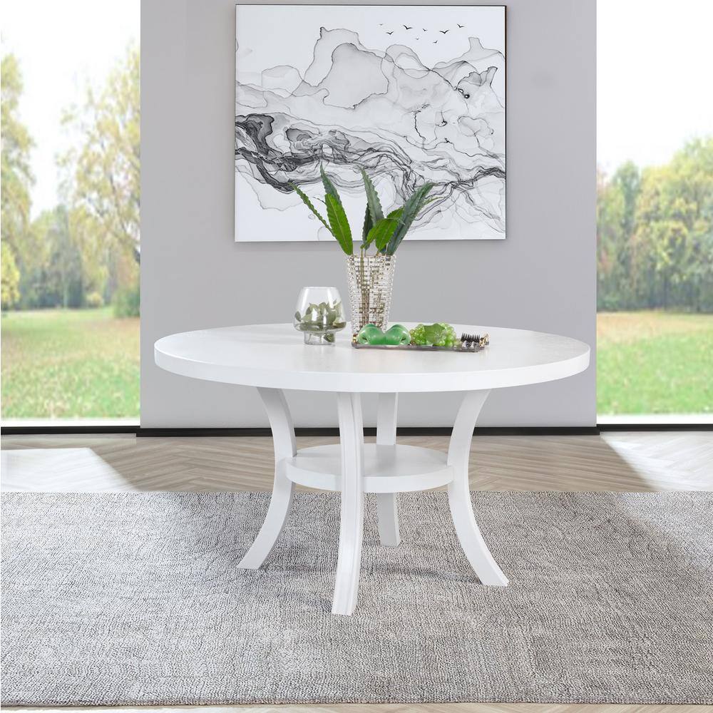Coaster Judd Modern Classics Pearl White Wood Top 54 in. 4 Legs Dining ...