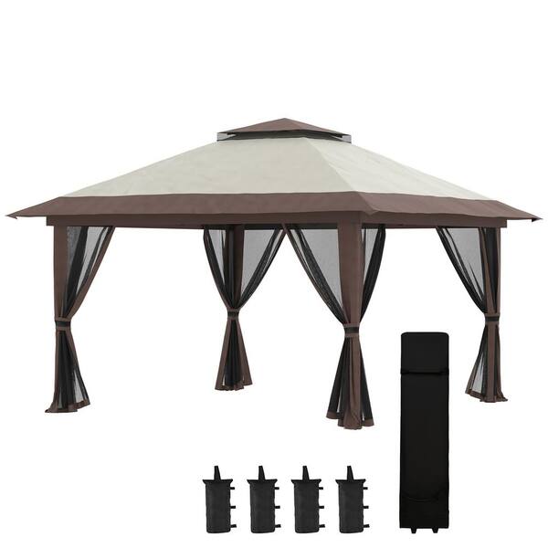 Pop Up Gazebo Outsunny 3 X 3M Garden Gazebo Double Top Gazebo Canopy ...