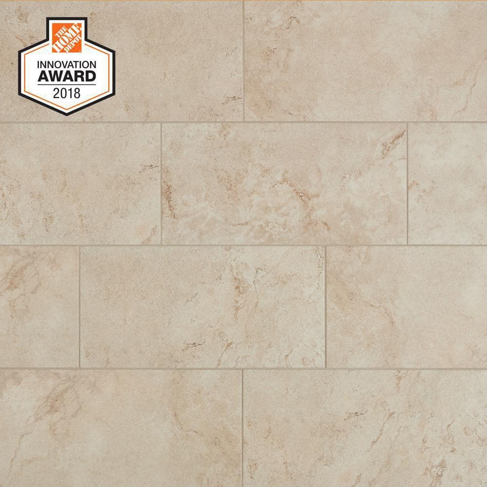 Lifeproof Limestone 12 in. x 24 in. Glazed Porcelain Floor and Wall ...