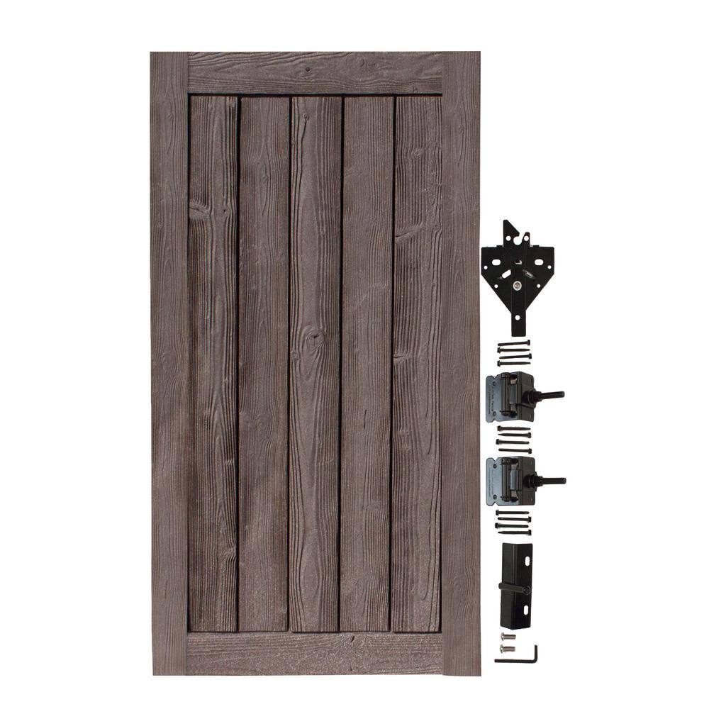 SimTek 3 ft. x 6 ft. Ashland Walnut Brown Composite Privacy Fence Gate ...