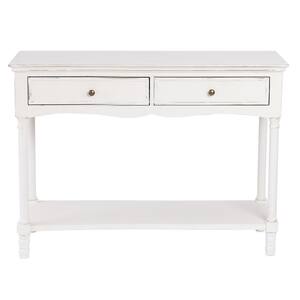 A & B Home 47 in. Weathered Off-White Rectangle Wood Console Table ...