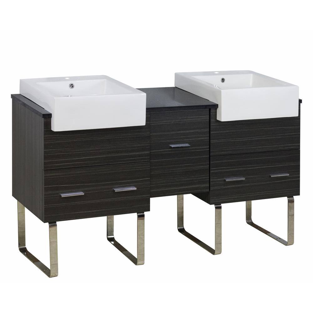 16-Gauge-Sinks 59.5 in. W x 19 in. D Bath Vanity in Dawn Grey with ...