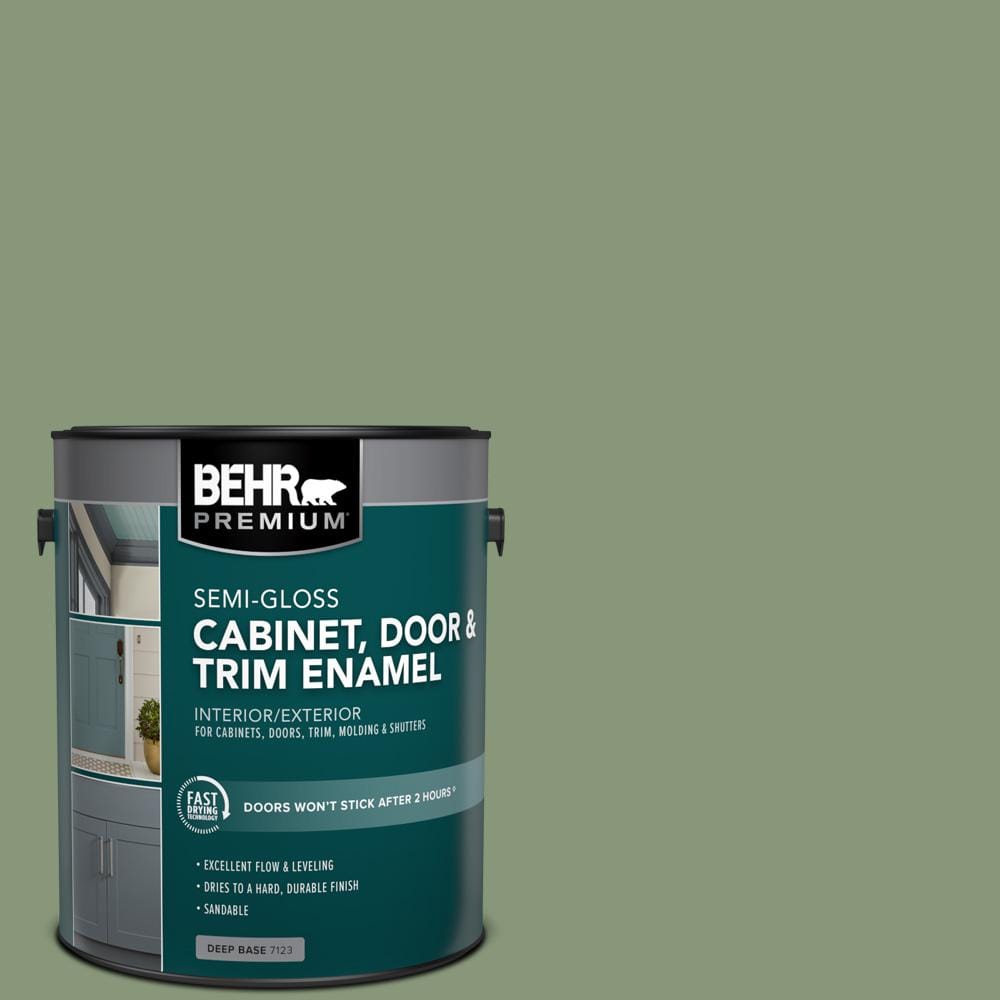 BEHR PREMIUM 1 gal. #S390-5 Laurel Tree Semi-Gloss Enamel Interior ...