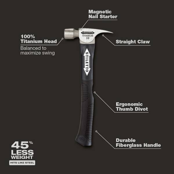 Stiletto 10 oz. Smooth Curved Fiberglass Hammer with 14.5 in. Handle FH10C F The Home Depot