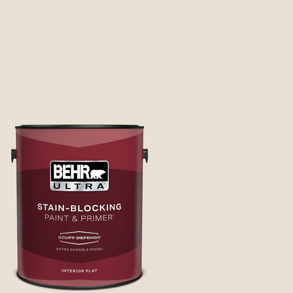 BEHR ULTRA 1 gal. #MQ3-13 Crisp Linen Extra Durable Flat Interior Paint ...