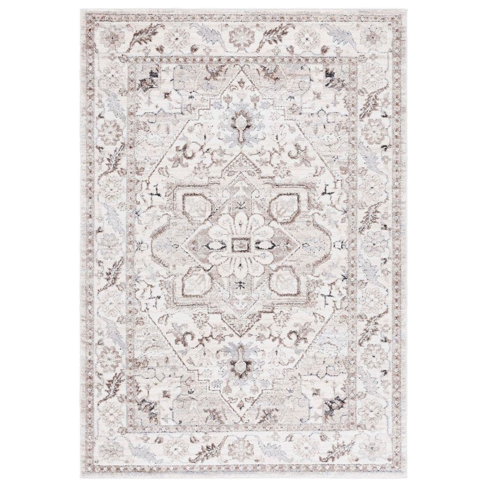 SAFAVIEH Opal 4 ft. x 6 ft. Gray/Beige Floral Medallion Area Rug ...