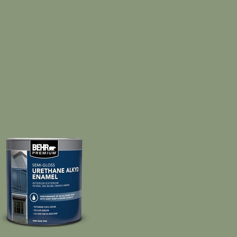 BEHR PREMIUM 1 qt. #S390-5 Laurel Tree Urethane Alkyd Semi-Gloss Enamel ...