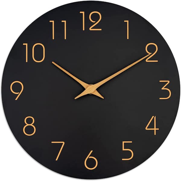 12 Inch Black Analog Silent Wall Clock, Battery Powered UM2QY4Y - The ...