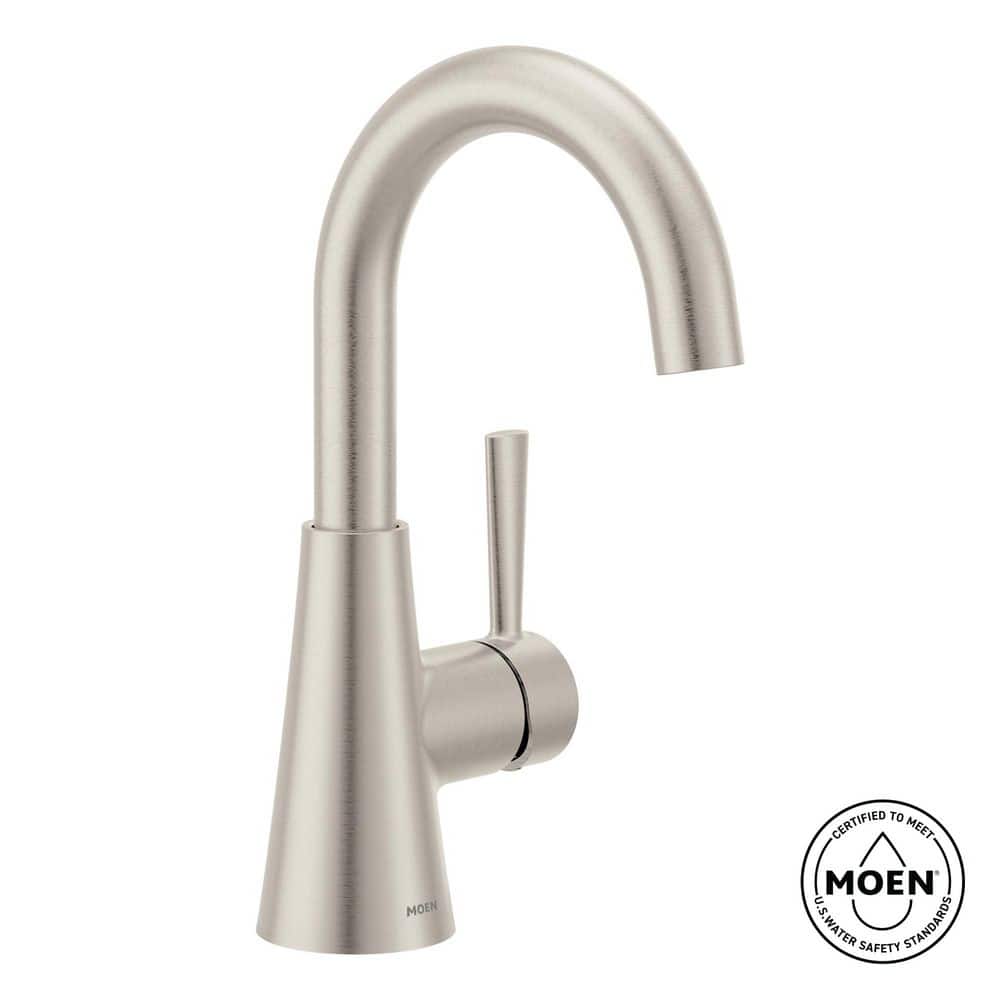 MOEN Ronan Single Hole Single-Handle Curved Bathroom Faucet in Spot ...