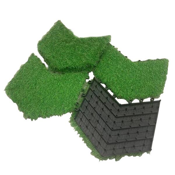 Pro Space 12 in. x 12 in. Geometric Interlocking Flooring Tiles Tufted ...