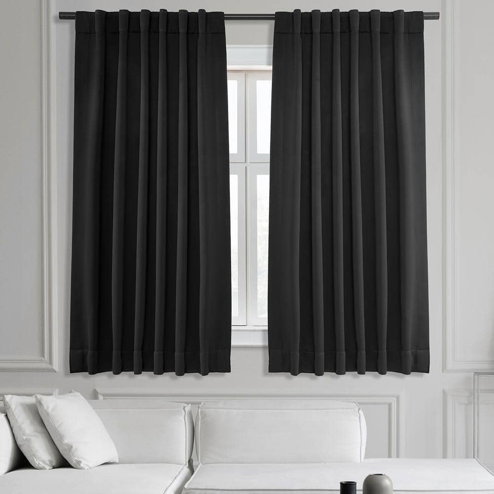 Exclusive Fabrics & Furnishings Jet Black Solid Curtain Room Darkening ...
