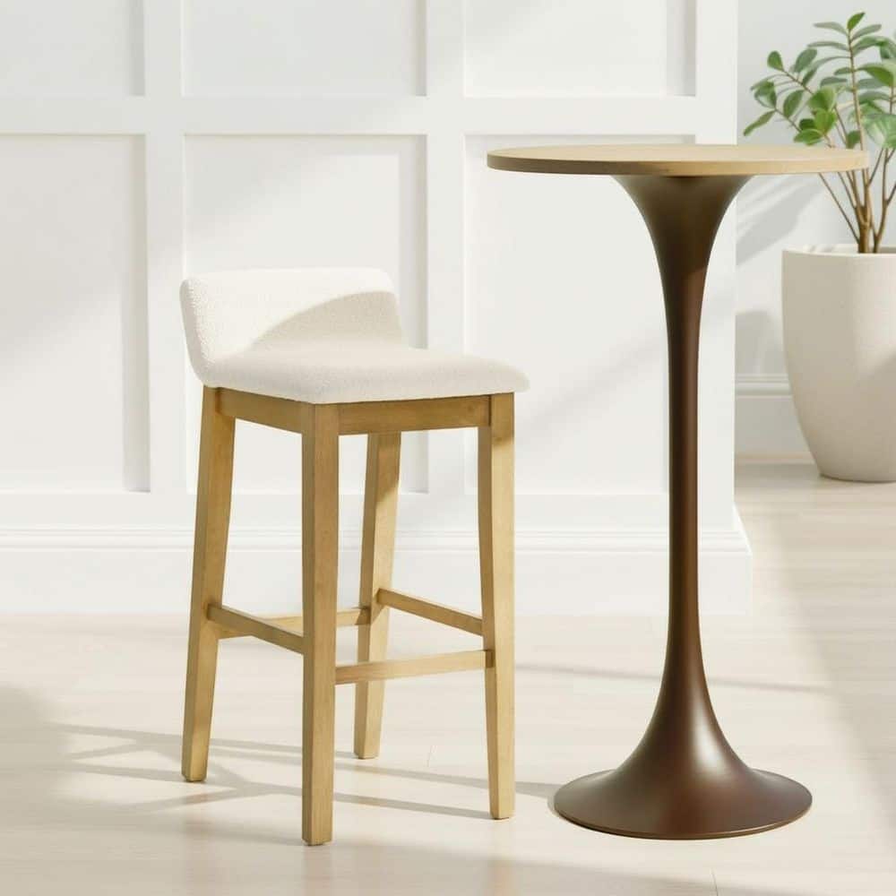Armen Living Annikah 35.8 in. H Bar Height White Low Back Wood Bar ...