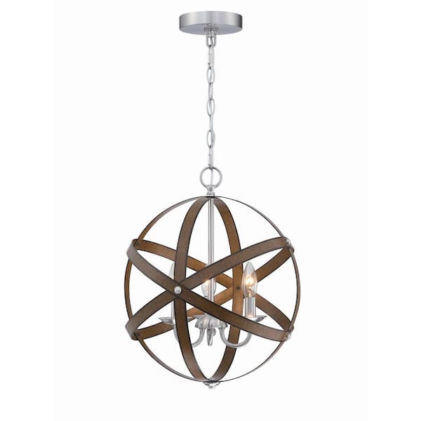 Amucolo 3-Light Brown Barnwood Chandelier Light Fixture Yead-CYD0-PB2 ...