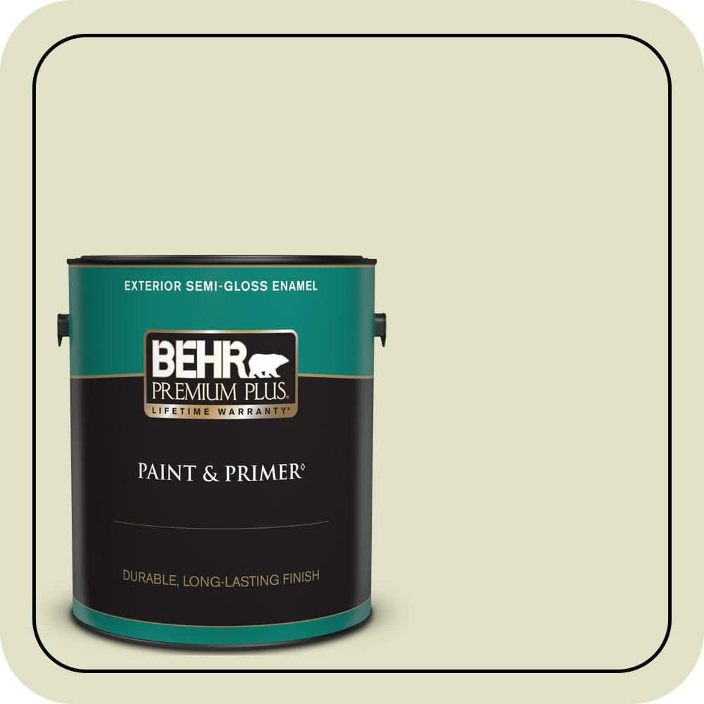 BEHR PREMIUM PLUS 1 gal. #S340-2 Green Power Semi-Gloss Enamel Exterior ...