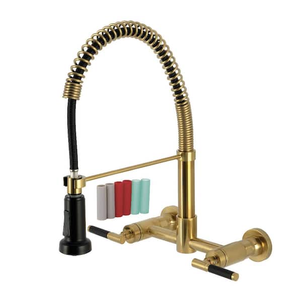 Kingston Brass Kaiser 2-Handle Wall Mount Standard Kitchen Faucet in ...