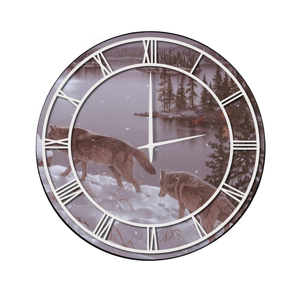 "Moon Shadow" Full Coverage Art and White Numbers Imaged Wall Clock CL ...