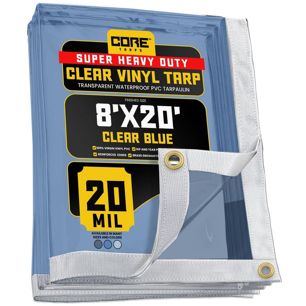 CORE TARPS 8 ft. x ft. 20 Clear Blue Extreme Heavy Duty 20 Mil Vinyl ...
