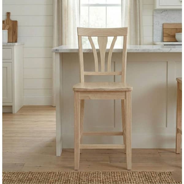 International Concepts 24 in. Unfinished Wood Bar Stool S-9182 - The ...