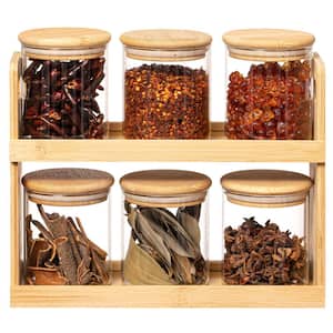 Versatile 3-Tier Bamboo Spice Rack and Pantry Organizer with 9 Glass ...