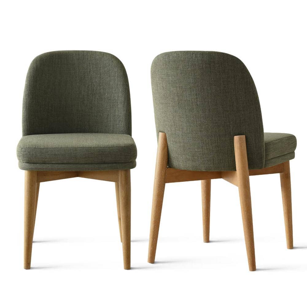 LAOTIES Green Linen Upholstered Parson Chair(Set of 2) HAVANA-WO-GREEN ...