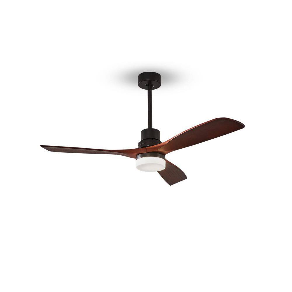BANSA ROSE 52 in. Integrated LED Indoor/Outdoor Matte Black Ceiling Fan ...