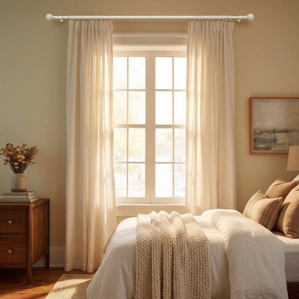 ZESTLIBI 18 in. - 60 in. Adjustable 0.87 in. Single Curtain Rod in ...