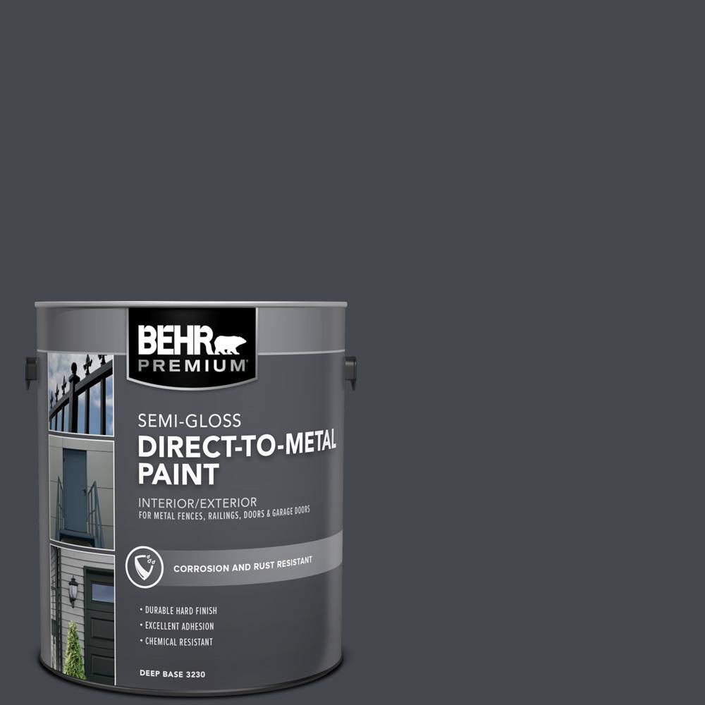 BEHR PREMIUM 1 gal. #N490-7 Ink Black Semi-Gloss Direct to Metal ...